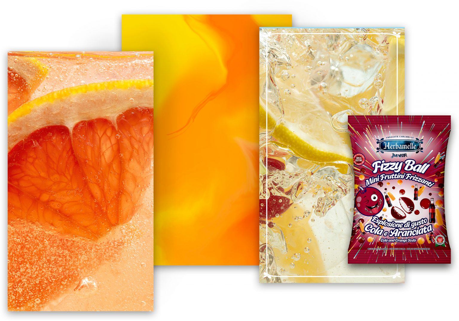 Fizzy Ball Mini Fruttini Frizzanti - cola e aranciata - Herbamelle